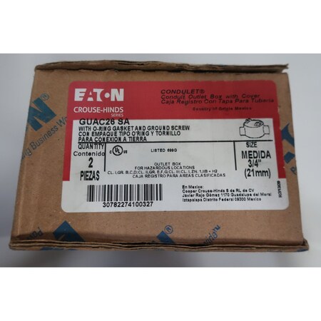 Crouse Hinds Box Of 2 3/4in Conduit Outlet Bodies and Box GUAC26 SA | Zoro
