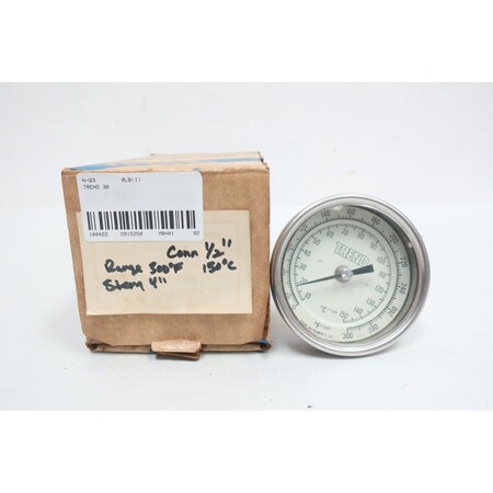 Trend 3In 1/2In 4In 50- 0/10-150C Npt Bimetal Thermometer 30 | Zoro