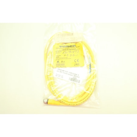 Turck Cordset, M12 Female to Cut-end, Yellow, 4 cond., 2 meters ...