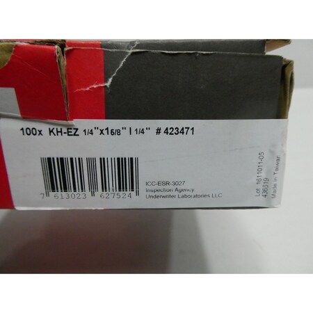 Hilti BOX OF 100 SCREW ANCHOR 1/4IN X 1-5/8IN 1/4IN OTHER METALWORKING ...