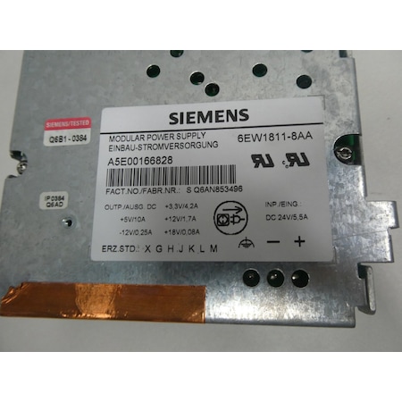 Siemens Power Supply, 24V DC, 85W A5E00166828 | Zoro