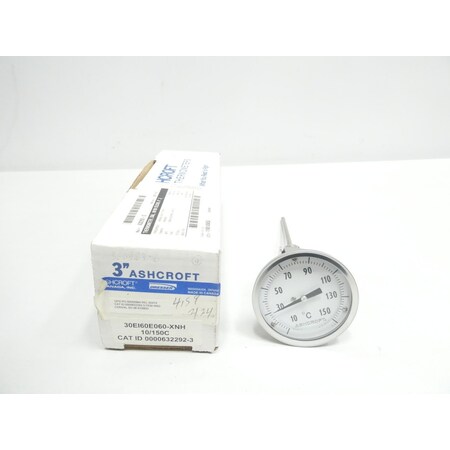 Ashcroft 3IN 1/2IN 6IN 10-150C NPT BIMETAL THERMOMETER 30EI60E060-XNH ...
