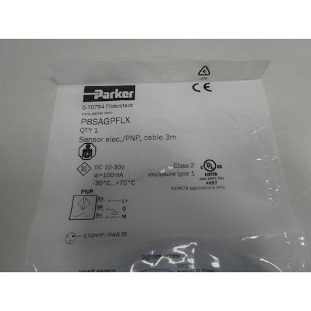 Parker 10-30V-DC PROXIMITY SENSOR P8SAGPFLX | Zoro