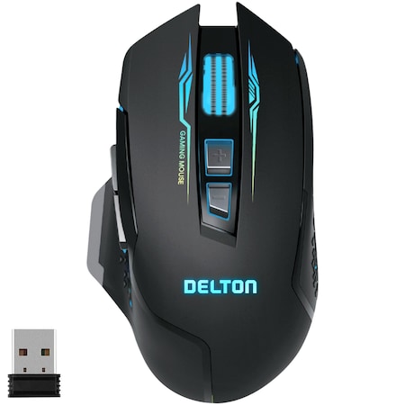 Delton G37 Wireless Ergonomic Gaming Mous w/ Adjustable DPI and LED ...