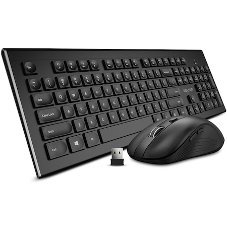 Delton Wireless Keyboard and Mouse Kit 24Ghz Auto Pair USB Full Sized ...