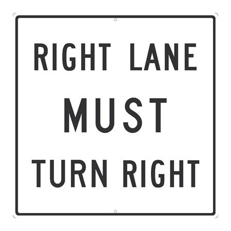 Nmc Right Lane Must Turn Right Sign, TM525J TM525J | Zoro