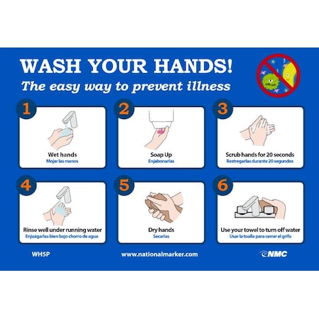 Nmc Wash Your Hands, WH5P WH5P | Zoro