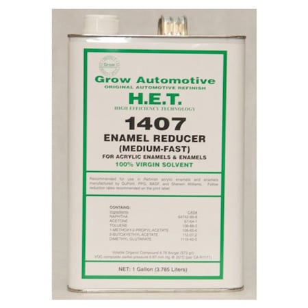 Grow Automotive ENAMEL REDUCER MED-FAST, Gallon 1407/01 | Zoro