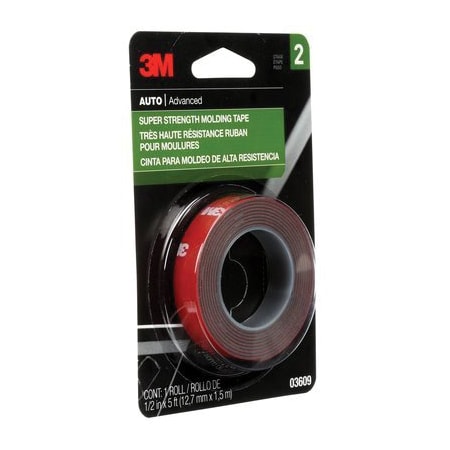 3M 3M Super Strength Molding Tape, 03609, 1/2 in x 5 ft 7000000533 | Zoro