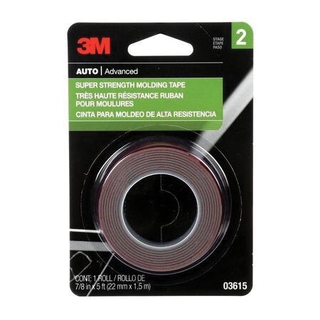 3M 3M Super Strength Molding Tape, 03615, 7/8 in x 5 ft 7000000531 | Zoro