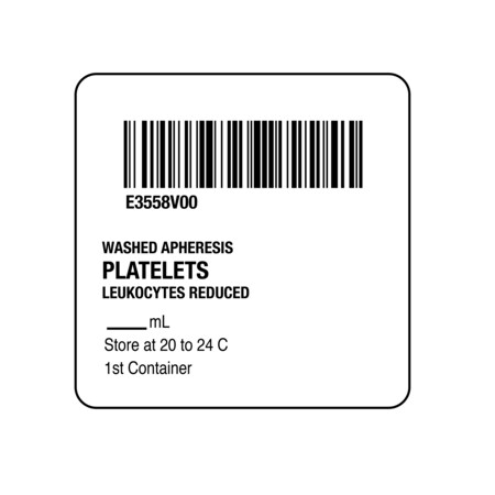 Nevs ISBT 128 Washed Apheresis Platelets 2" x 2" BBC-3558 | Zoro