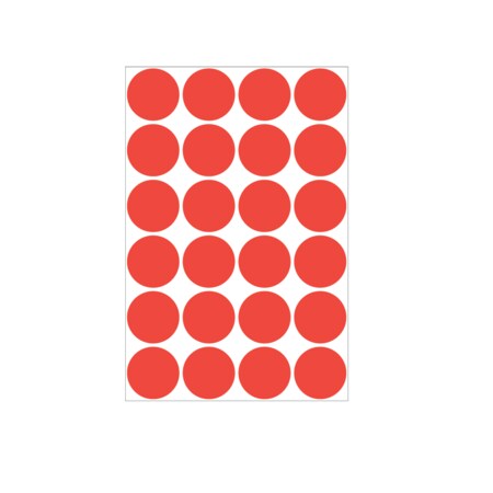 Nevs 1" Color Coding Dots Red Flr - Sheet Form DOT-10M Red Flr | Zoro