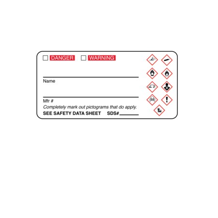 Nevs GHS Label - Danger Warning Self-Laminating 1-7/16" x 3" GHS-0008 ...