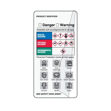Nevs GHS Label - PPE Identifier Self-Laminating 4" x 2" GHS-0010 | Zoro