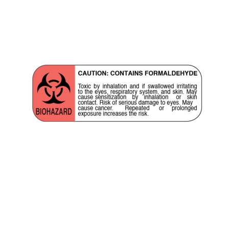 Nevs Label, Biohazard-Contains Formaldehyde 1/2" x 1-1/2" LBH-17 | Zoro