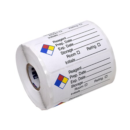 Nevs Label, Reagent/prep date/exp.date/storage/initals 1-7/16" x 3" L ...