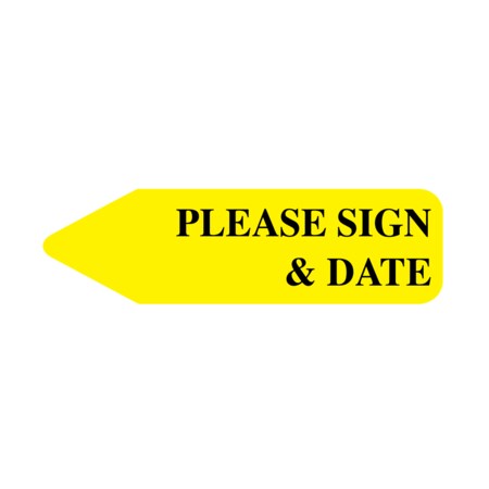 Nevs Labeling Flag - Imprinted - Please Sign & Date - Yellow - 9/16" x ...