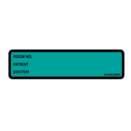 Nevs Printed Chart Label-Room No , name, Doctor 1-3/8x5-3/8 Aqua w ...