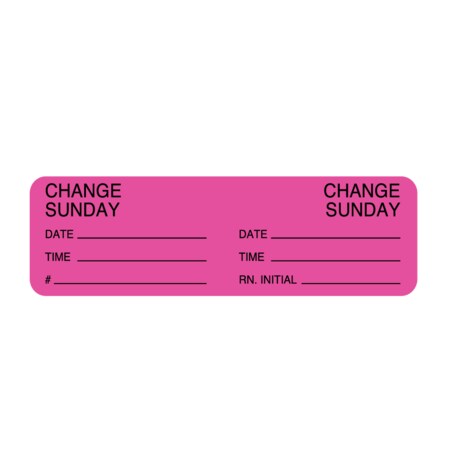 NEV'S Day Change IV Tubing Label - Change Sunday 7/8" x 3" Flr Pink w ...