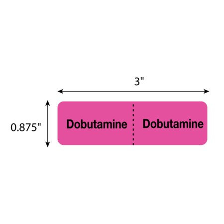 Nevs IV Drug Line Label - Dobutamine/Dobutamine 7/8" x 3" Flr Pink w ...