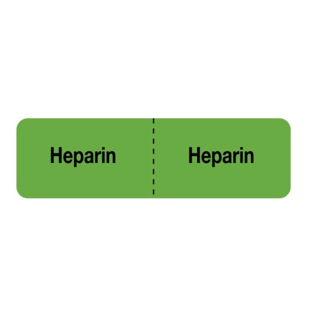 Nevs IV Drug Line Label - Heparin/Heparin 7/8" x 3" Green w/Black N ...