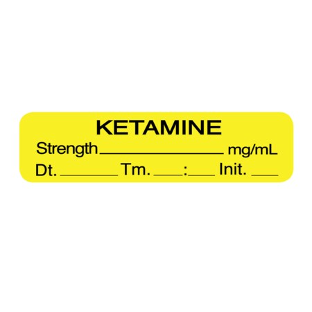 Nevs Ketamine Strength mg/mL Tm.__:__Init.__ 1/2" x 1-1/2" Yellow w ...