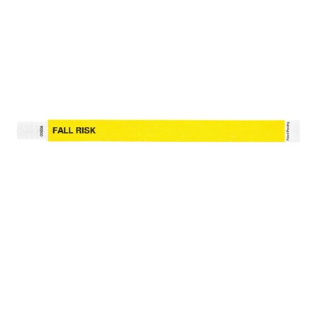 Nevs Wristband - Tyvek - Fall Risk 3/4" x 10" Yellow w/Black WB-0026 | Zoro