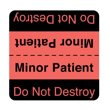 Nevs Do Not Destroy Labels - Minor Patient 1-7/8" x 1-7/8" Flr Red w ...