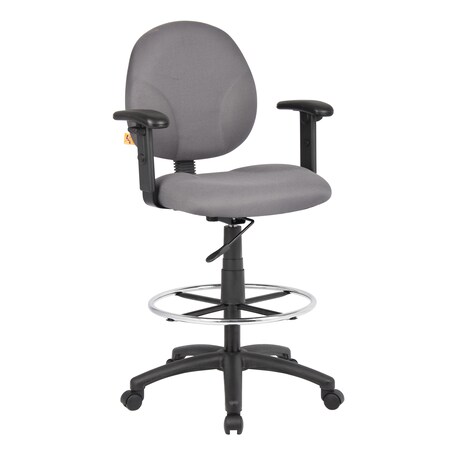 Boss Gray Fabric Drafting Stools with Adjustable Arms & Footring B1691 ...