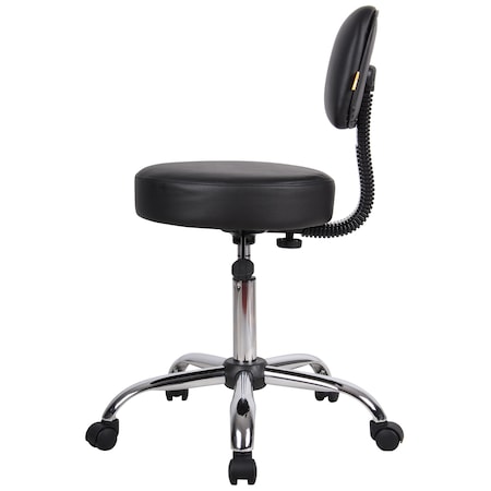 Boss Black Caressoft Medical Stool with Back Cushion B245-BK | Zoro