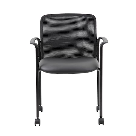 Boss Mesh Guest Chair with Casters, Black B6909R-CS | Zoro