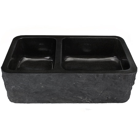 Novatto Reversible 60/40 Double Bowl Kitchen Sink in Black Granite with ...