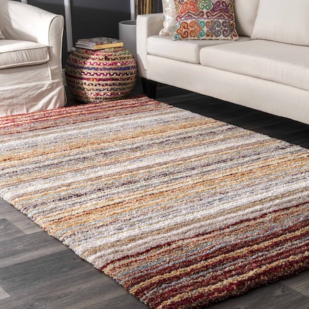Nuloom Drey Striped Shag Area Rug 4ft x 6ft HJZOM1D-406 | Zoro
