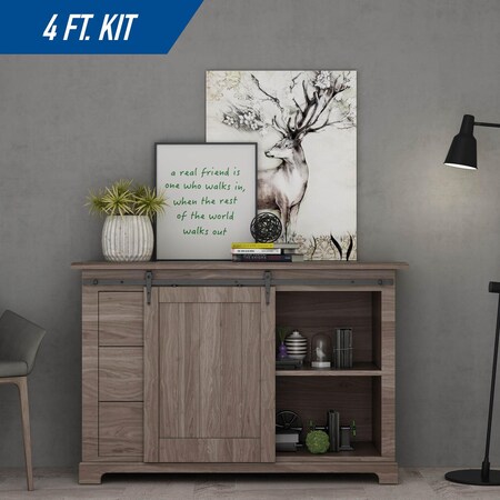 Outwater 4ft Top Mount Sliding Barn Door Hdwe Kit for Single Door Up to ...