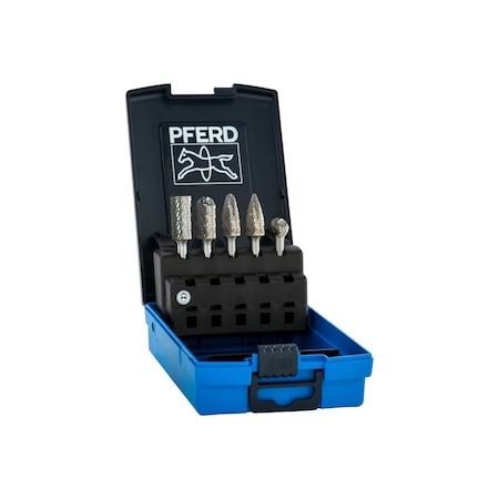 Pferd 5 Piece TOUGH Bur Set - 1/4" Shank, Double Cut 3R 26551 | Zoro