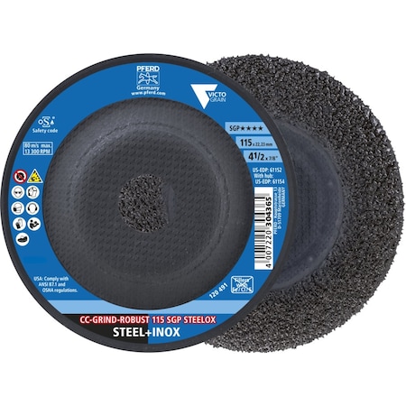 Pferd Grinding Disc, 4-1/2 in Dia, Victograin, CC-GRIND-ROBUST 61152 | Zoro