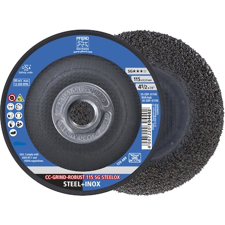 Pferd Grinding Disc, 4-1/2 in Dia, Ceramic, CC-GRIND-ROBUST 61150 | Zoro