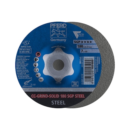 Pferd 7" CC-GRIND-SOLID - 7/8" A.H. - SGP STEEL VICTOGRAIN 10PK 61170 ...