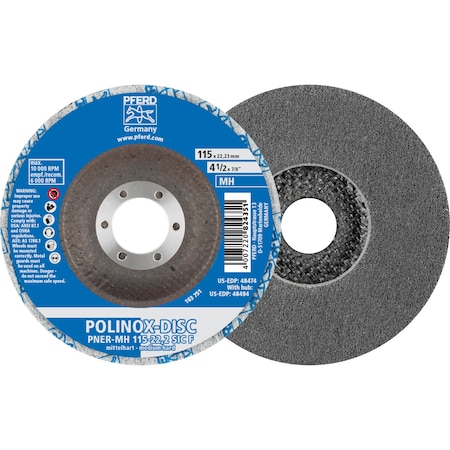Pferd Unitized Disc, 6Sf, Mh, 4-1/2" x 7/8", Type 27, 4-1/2 in Dia, 1/2 ...