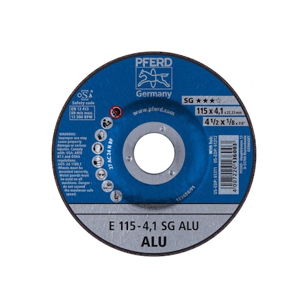 Pferd 4-1/2" x 1/8 Grinding Wheel, 7/8" A.H. - SG ALU - Type 27 10PK ...
