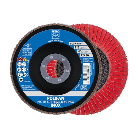 Pferd 4-1/2" x 7/8" A.H. POLIFAN Flap Disc - CO-FREEZE SG INOX, Ceramic ...