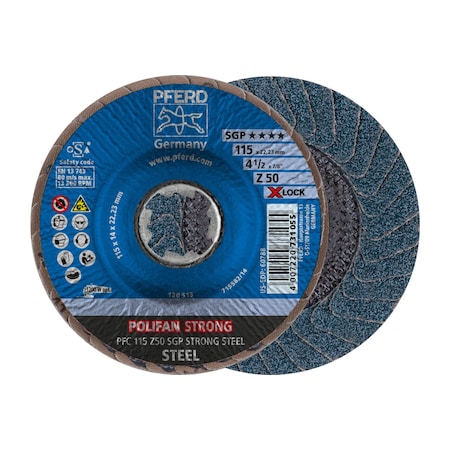 Pferd 4-1/2" X-LOCK POLIFAN Flap Disc - Z SGP STRONG STEEL, Zirconia ...