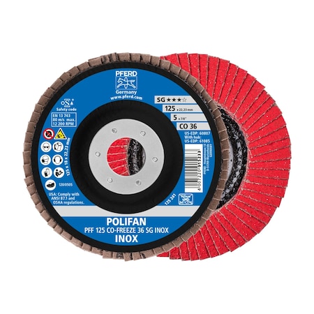 Pferd 5" x 7/8" A.H. POLIFAN Flap Disc - CO-FREEZE SG INOX, Ceramic ...
