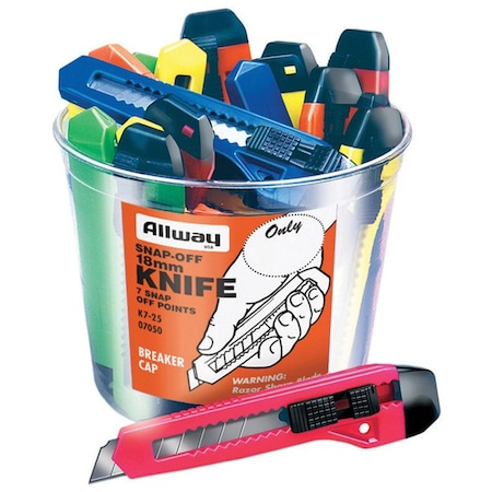 Allway 18mm Neon K-Series 7-Point Snap-Off Knife Bucket K7-25 | Zoro