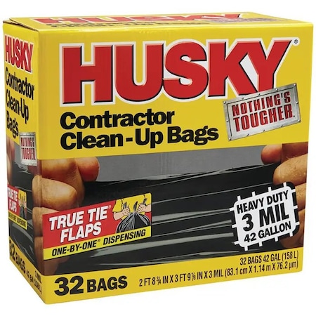 Husky 42 gal Trash Bags, 2 ft 8 3/4 in x 3 ft 9 1/8, Heavy-Duty ...