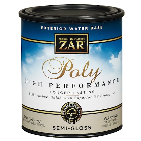 Zar 1 Qt Clear Zar Water-Based Exterior Polyurethane, Semi-Gloss 34212 ...