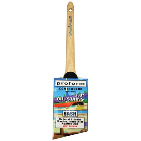 Proform 3" Angle Sash Paint Brush, White China Bristle, Wood Handle CS3 ...