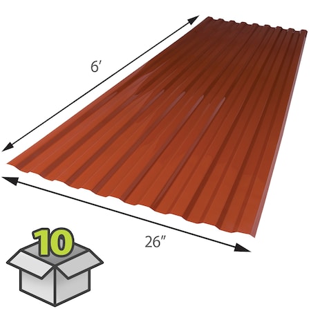Suntuf 26 in. x 6 ft. Red Brick Polycarbonate Roof Panel, 10PK 400992 ...