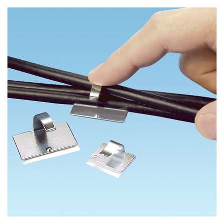 Panduit Cable Clip, Steel, 0.62 in Bundle Dia., Silver, 1-3/16 in L ...