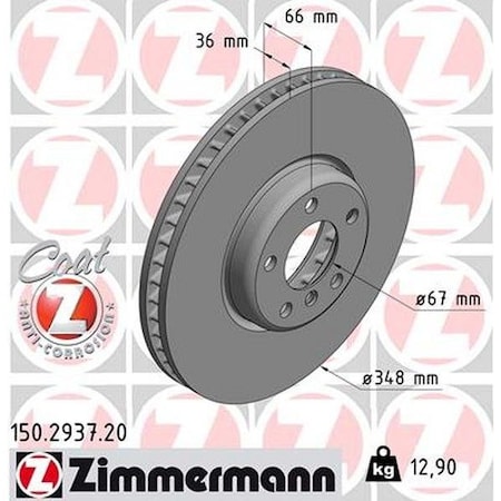 Zimmermann BRAKE DISC - STANDARD/COATED 150.2937.20 | Zoro